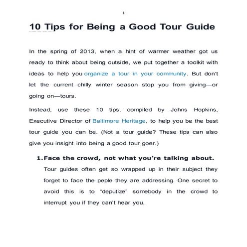 10 tips for being a good tour guide | DOCX