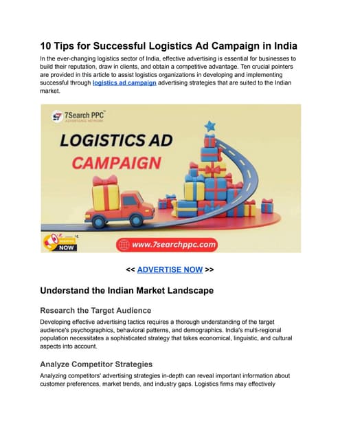Top 5 Ideas for Logistics Ad Campaigns in India.pdf | Logistics and ...