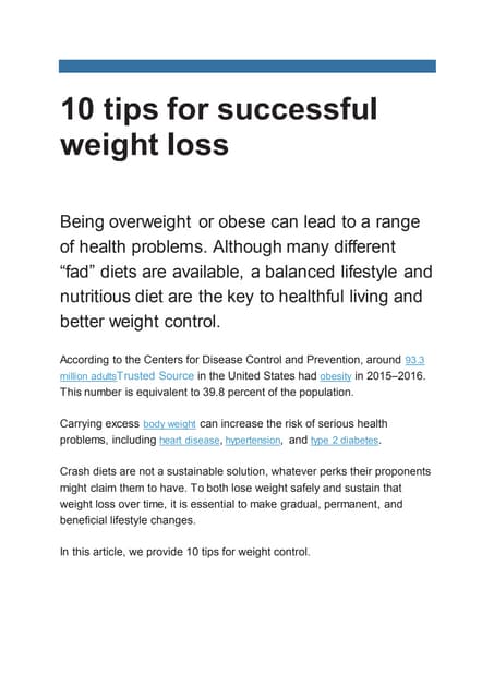 10 tips for successful weight loss | PDF