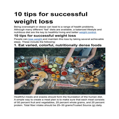 10 tips for successful weight loss | DOCX