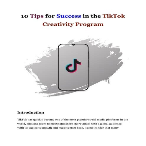 10 Tips for Success in the TikTok Creativity Program | PDF
