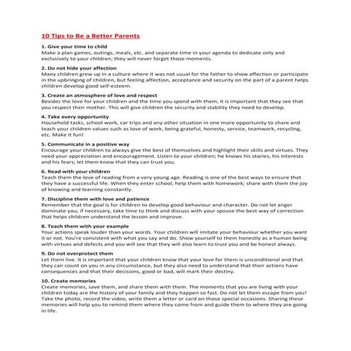 10 tips to be a better parents | PDF | Parenting Children Aged 4-11 ...