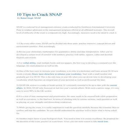 10 tips to crack snap | PDF | Education
