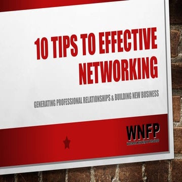10 Tips to Effective Business Networking | PPT