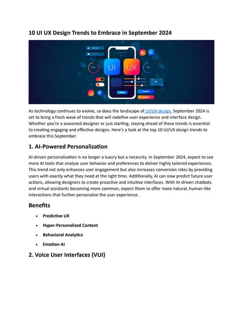 Top UX UI Design Trends in 2024 while creating Applications | PPTX ...
