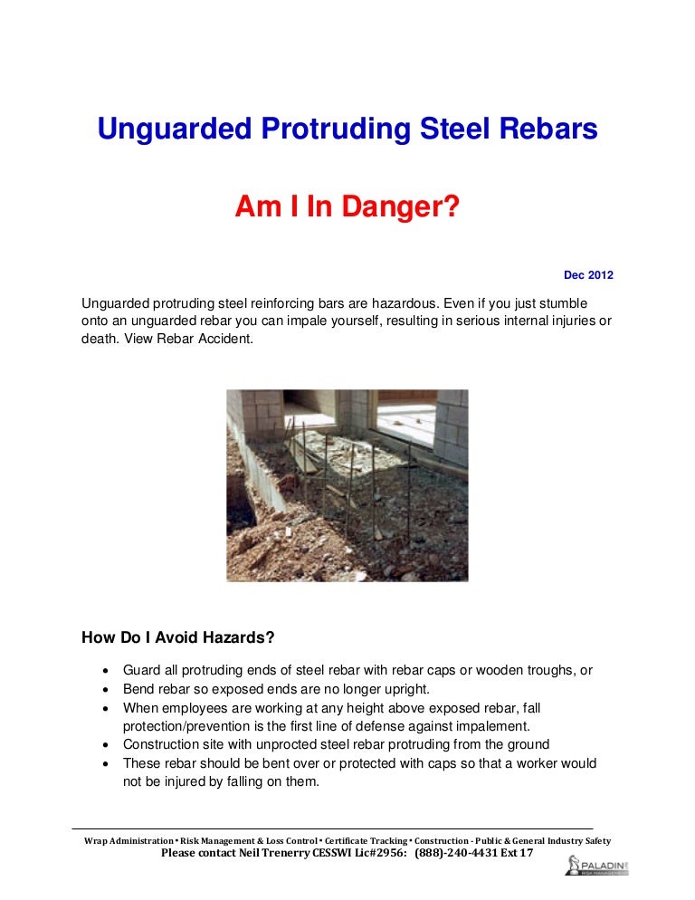 10 Unguarded protruding steel rebars