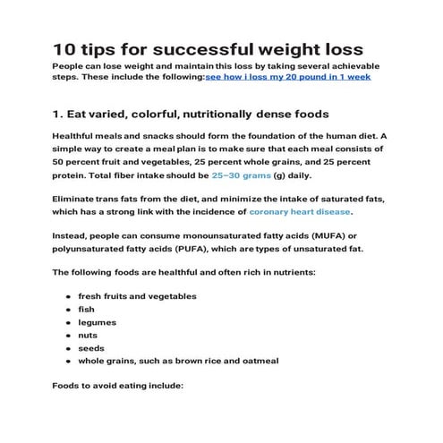 10 tips for successful weight loss | DOCX