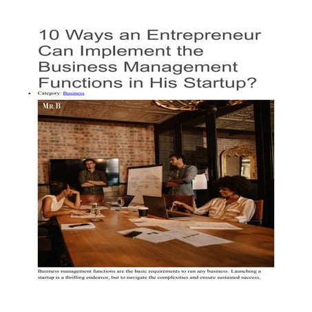 10 Ways an Entrepreneur Can Implement the Business Management Functions ...