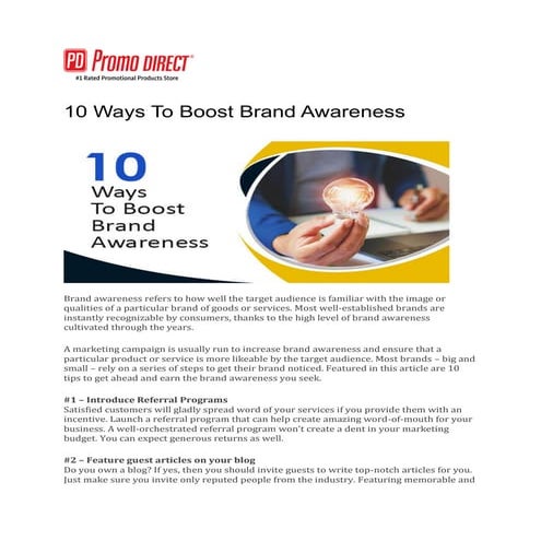 10 ways to boost brand awareness | PDF