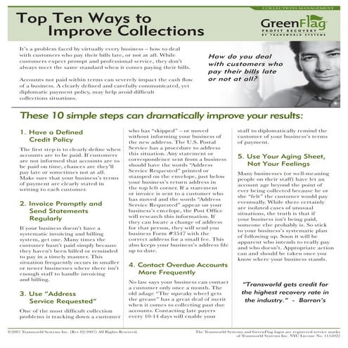 10 Ways to Improve Collections | PDF