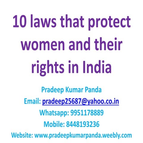 10 laws that protect women and their rights in India | PPTX