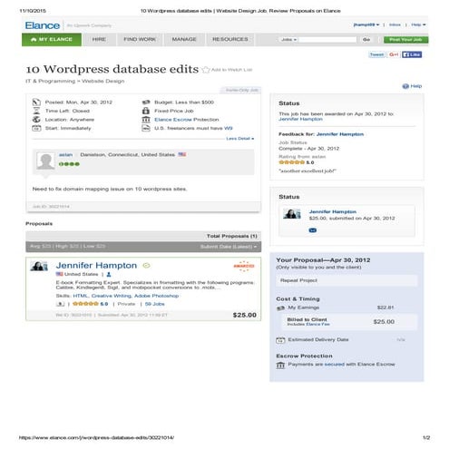 10 wordpress database edits website design job | PDF