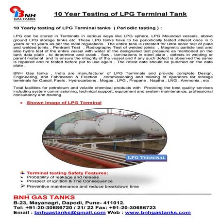 10 year testing of lpg terminal | PDF