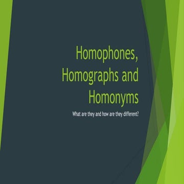 English HL lesson Homophone's, Homographs and Homonyms | PPTX