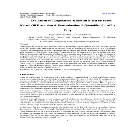 11 [1 7]evaluation Of Temperature And Solvent Effect On Peach Kernel Oil