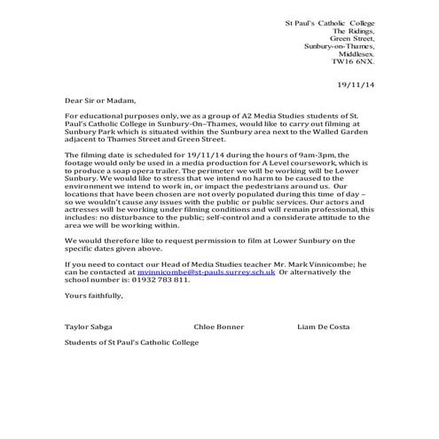 Letter to the council | DOCX