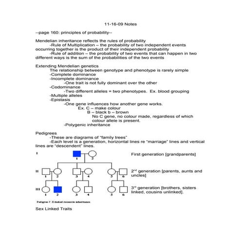 11 16 09 Notes | DOC | Genetics | Science