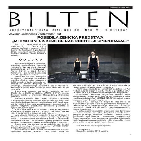 11. JoakimInterFest Bilten 9 | PDF