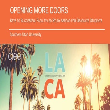 Opening More Doors: Keys to Successful Faculty-Led Study Abroad for ...