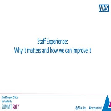 Staff experience, why it matters and how we can improve it | PPT
