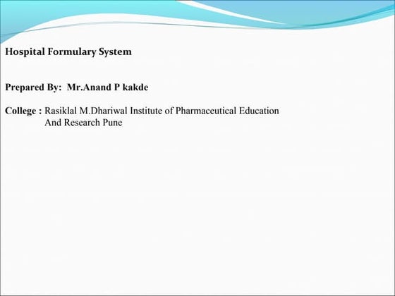 Hospital formulary | PPT