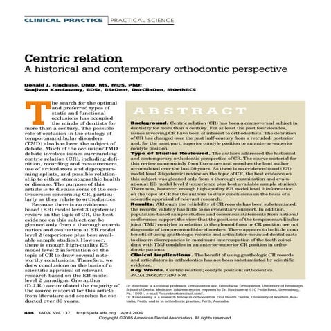 centric relation a historical and contemporary orthodontic perspective ...