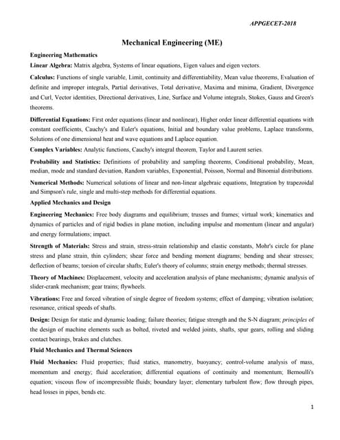 Gate 2017 mechanical engineering syllabus | PDF | Physics | Science