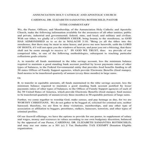 11.b 501 c 3 statement of tithe donation form | PDF