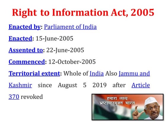 Right to information act, 2005 | PPT