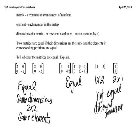 11.1 Matrix Operations | PDF