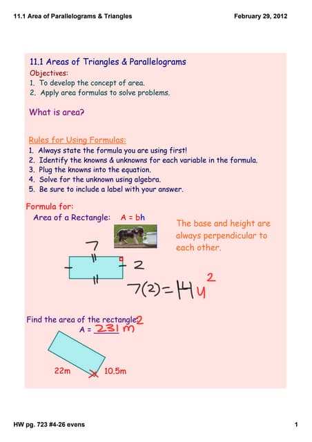 Area of Parallelograms, Trapezoids and Triangles.ppt