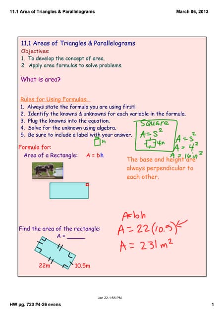 Area of Parallelograms, Trapezoids and Triangles.ppt