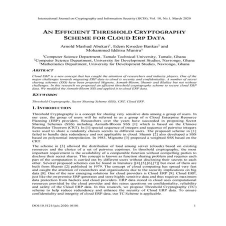 An Efficient Threshold Cryptography Scheme For Cloud Erp Data Pdf 0069