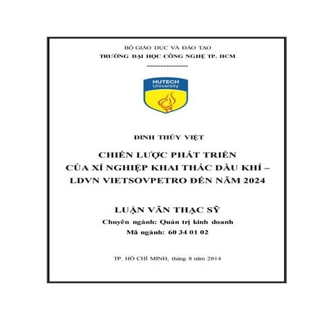Luận văn: Chiến lược phát triển của xí nghiệp khai thác dầu khí –LDVN ...