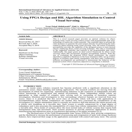 Using Fpga Design And Hil Algorithm Simulation To Control Visual Servoing Pdf 1413
