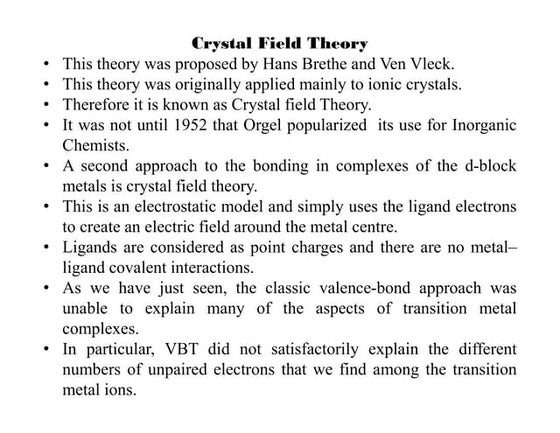 CFT | PPTX | Chemistry | Science