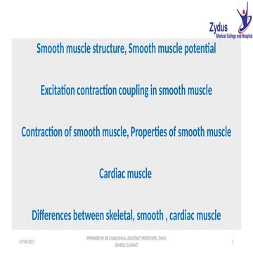 Smooth muscle structure, Smooth muscle potential ,Excitation ...