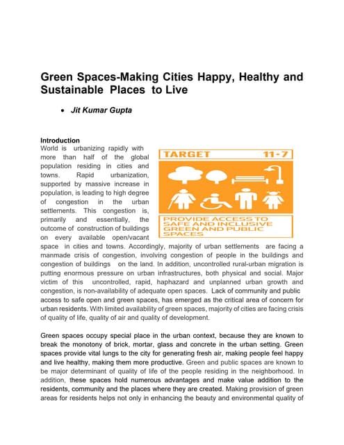 Planning Green Spaces in urban Contextntext | DOCX