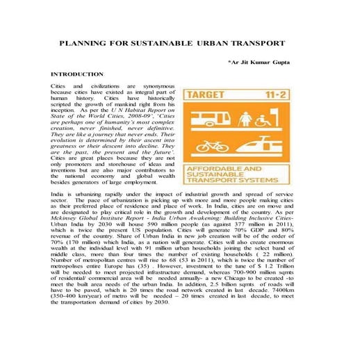 Planning for sustainable urban trasport | DOCX