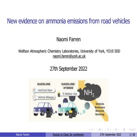 New evidence on ammonia emissions from road vehicles based on ...