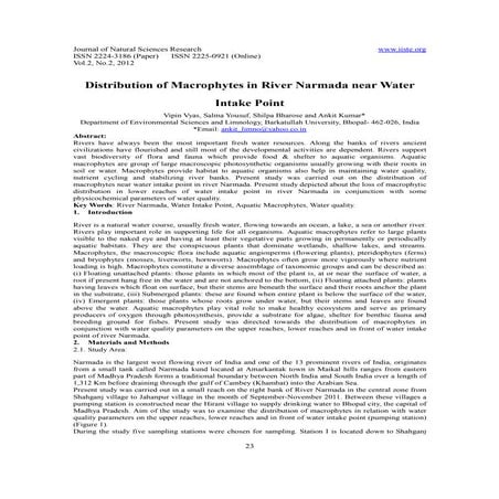 Distribution of macrophytes in river narmada near water intake point | PDF