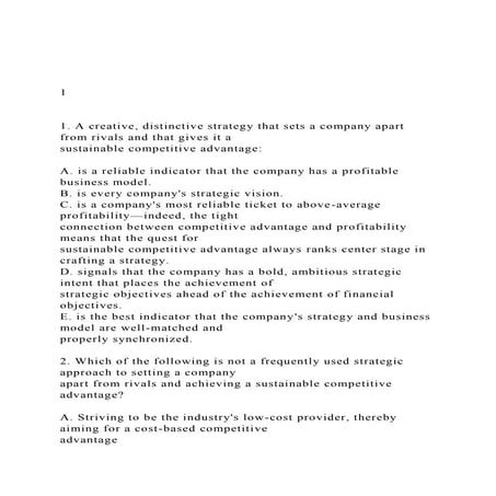 Business strategy mcq | PDF