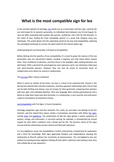 Why are leo and sagittarius compatible | PDF