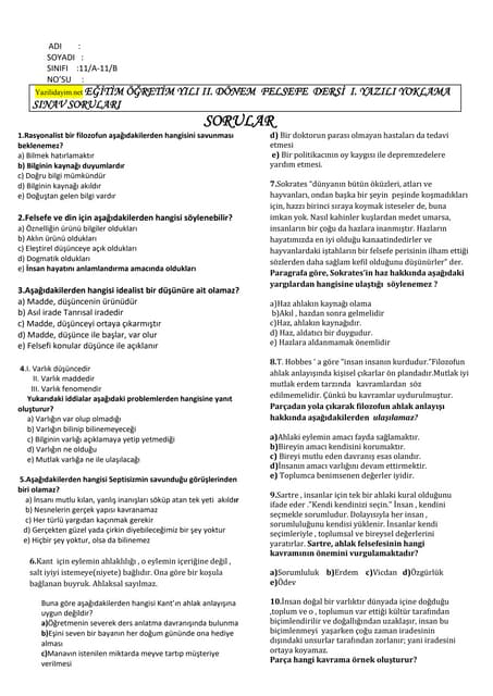 Felsefe final soruları | DOC