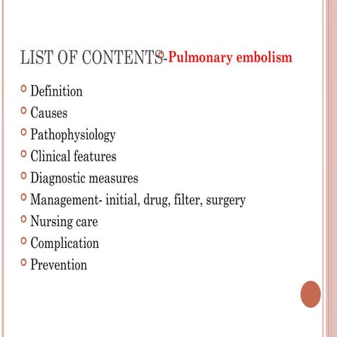 11. PULMONARY EMBOLISM power point presentation | PPTX