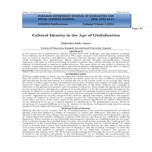 Cultural Identity in the Age of Globalization (www.kiu.ac.ug) | PDF