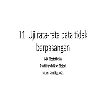 11. Uji rata-rata data tidak berpasngan. Matakulih statistika ...