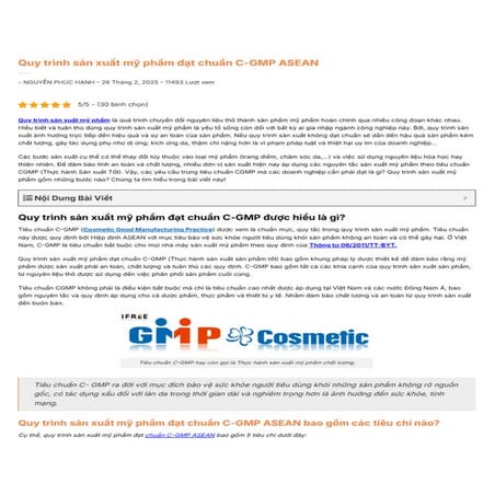 Quy trình sản xuất mỹ phẩm đạt chuẩn C-GMP ASEAN | PDF