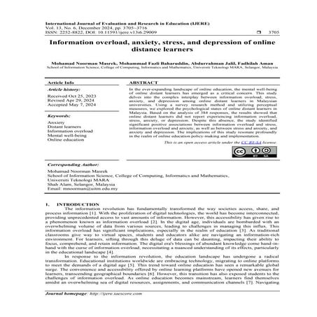 Information overload, anxiety, stress, and depression of online ...