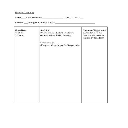 First 5 Hours Work Log | DOCX